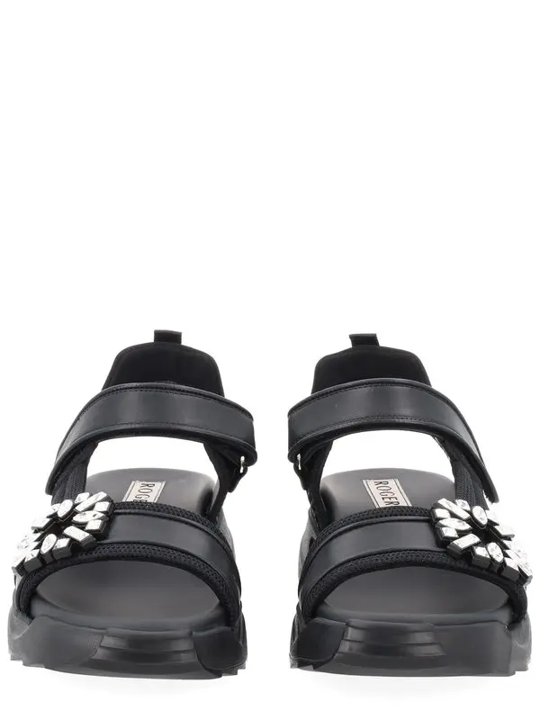 ROGER VIVIER Sandalo Viv' On The Run Sandals - Black