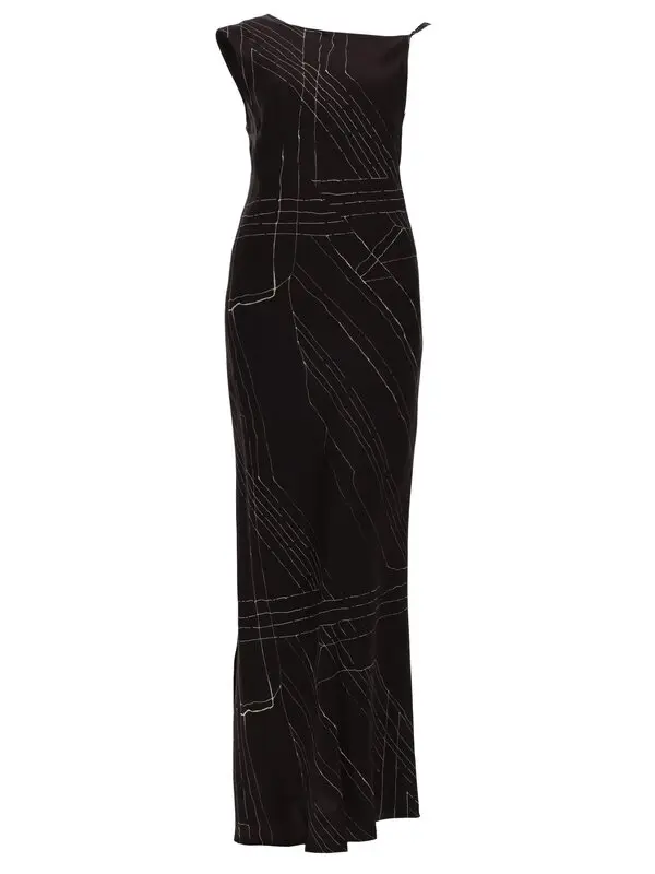 ALYSI Long Silk Dress - Brown
