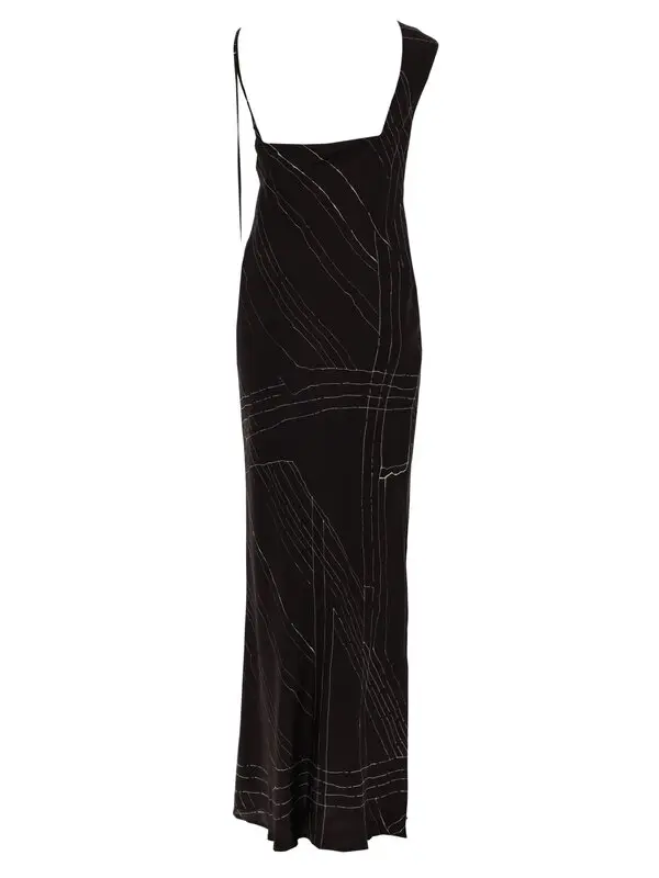 ALYSI Long Silk Dress - Brown