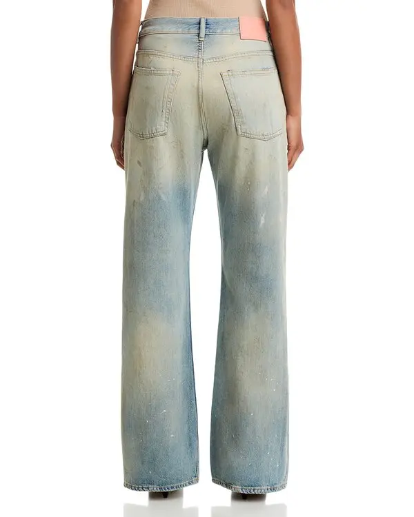 Acne Studios Paint Splatter Wide Leg Jeans - Light Blue