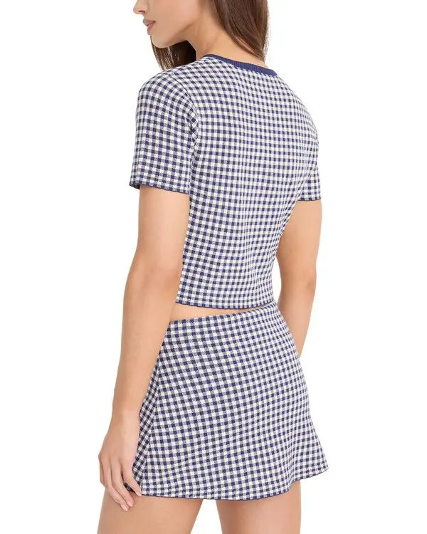Good American The Keepsake Cardigan - Navy Gingham