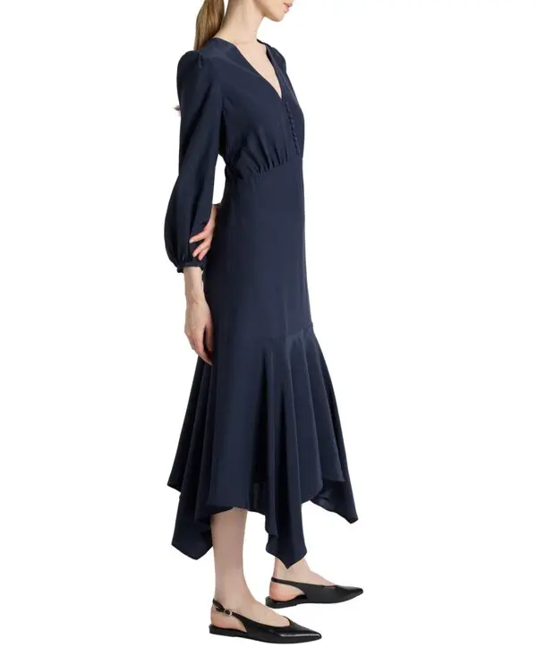 Santorelli Carina Silk Midi Handkerchief Dress
