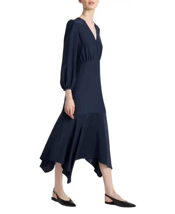 Santorelli Carina Silk Midi Handkerchief Dress