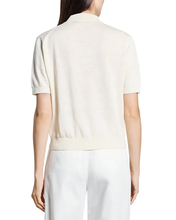 Theory Semi Sheer Polo Top - Bone