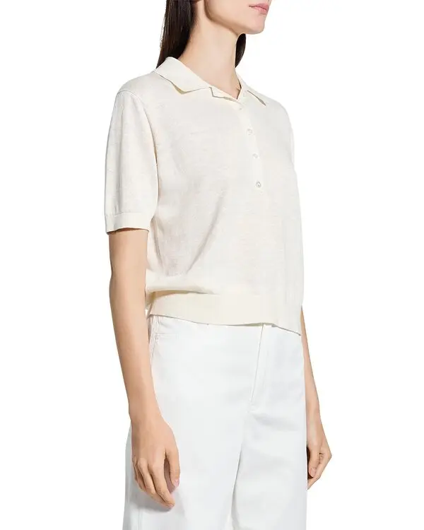Theory Semi Sheer Polo Top - Bone