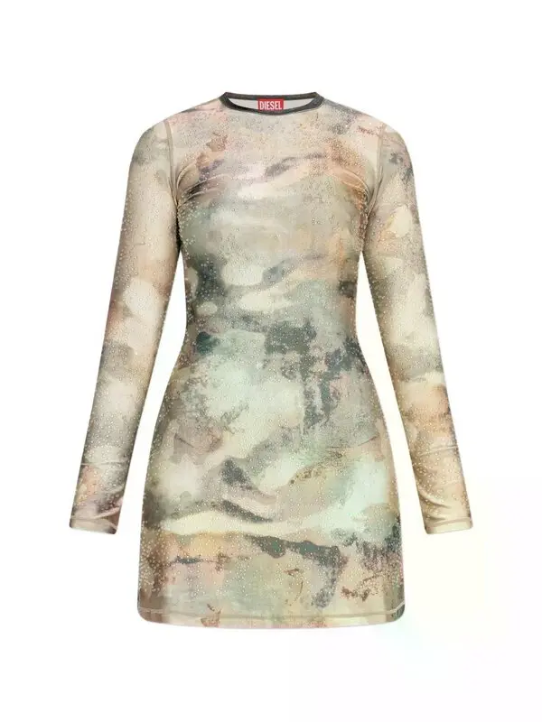DIESEL® D-uplo Long-sleeve Mini Dress - Neutrals