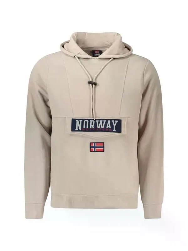 NORWAY 1963 Logo-patch Flap-pocket Hoodie - Neutrals