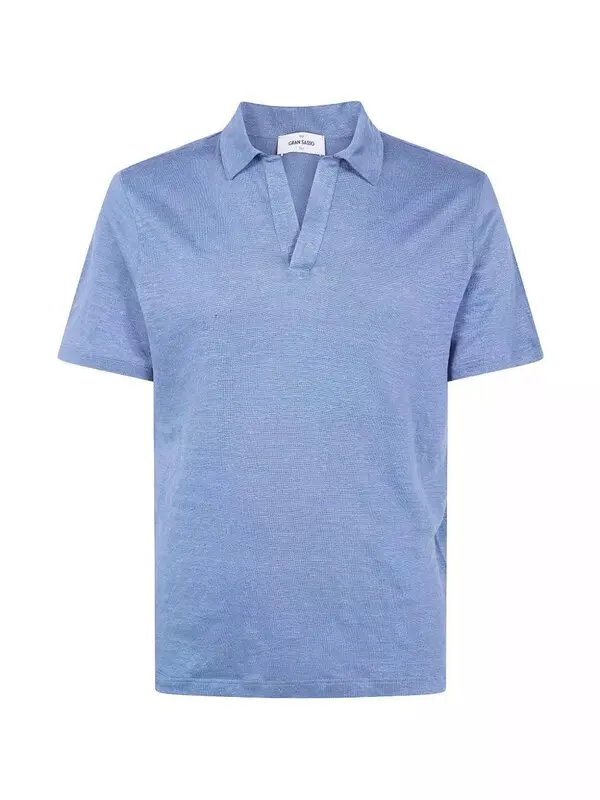 GRAN SASSO Slub-texture V-neck T-shirt - Blue