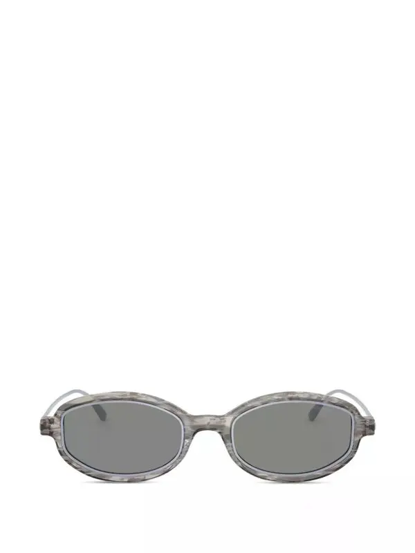 Emporio Armani Marbled Geometric-frame Sunglasses - Grey