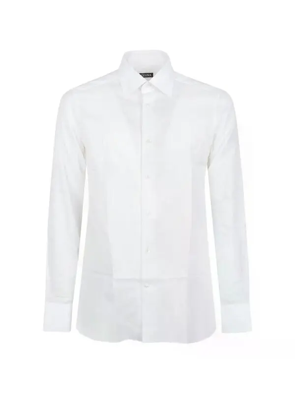 Zegna Piqué-weave Long-sleeve Shirt - White