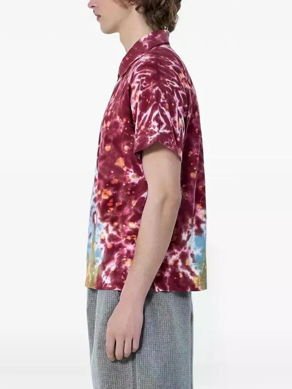 BRAIN DEAD Tie-dye Zip-collar Polo Shirt - Orange