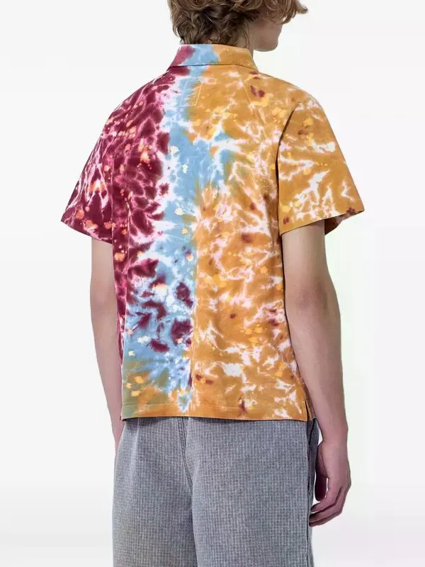 BRAIN DEAD Tie-dye Zip-collar Polo Shirt - Orange