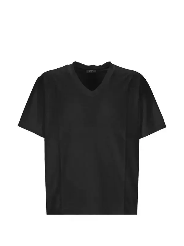 HOSIO V-neck Knitted T-shirt - Black