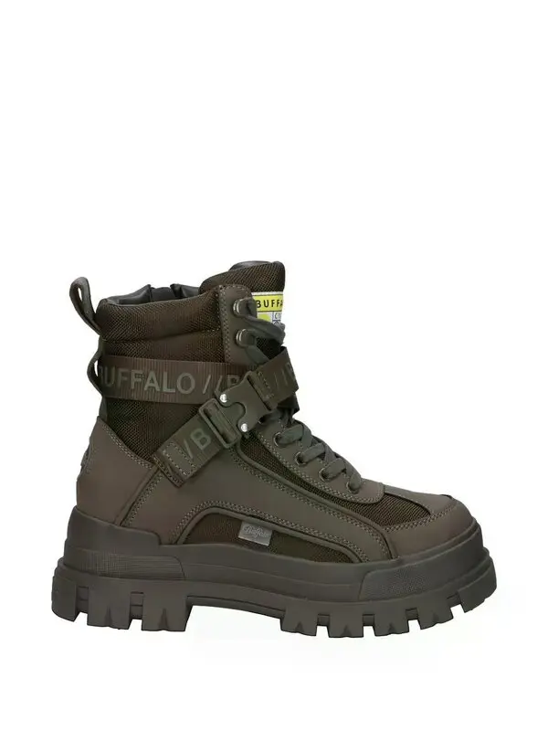 BUFFALO Aspha Com1 Buckled Combat Boots - Green