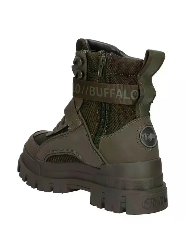 BUFFALO Aspha Com1 Buckled Combat Boots - Green