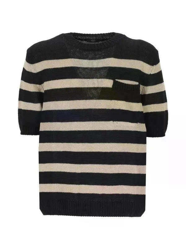 HOSIO Striped Short-sleeve T-shirt - Black