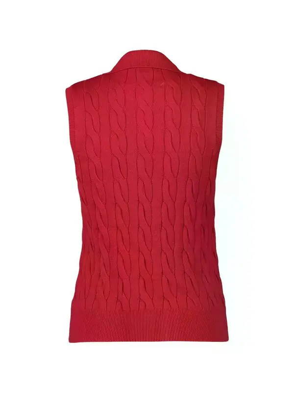 Minnie Rose Cable-knit Sleeveless Top - Red