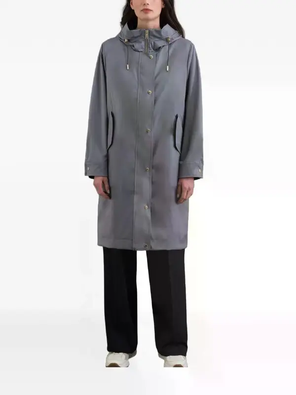 MOORER Molly Hooded Gabardine Coat - Blue