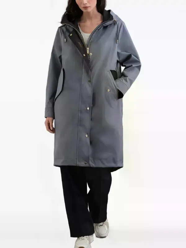 MOORER Molly Hooded Gabardine Coat - Blue