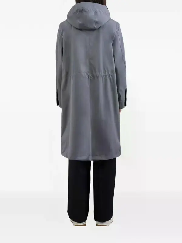 MOORER Molly Hooded Gabardine Coat - Blue