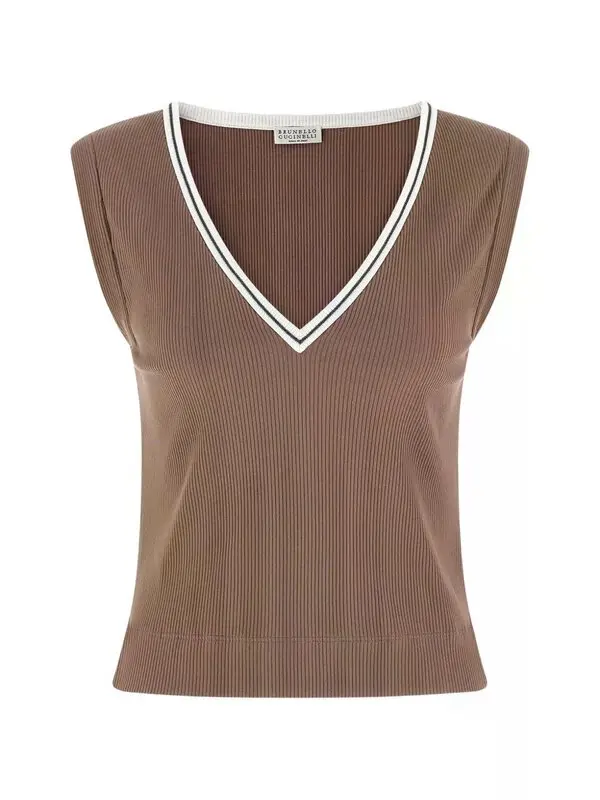 Brunello Cucinelli Ribbed Tank Top With Monile Detail