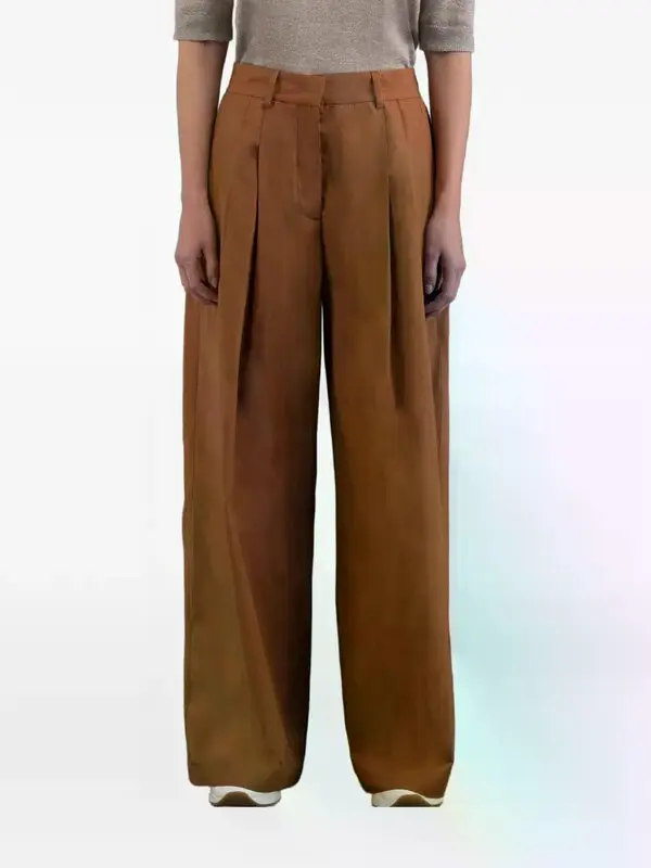MOORER Rumy Pleated Wide-leg Trousers - Brown