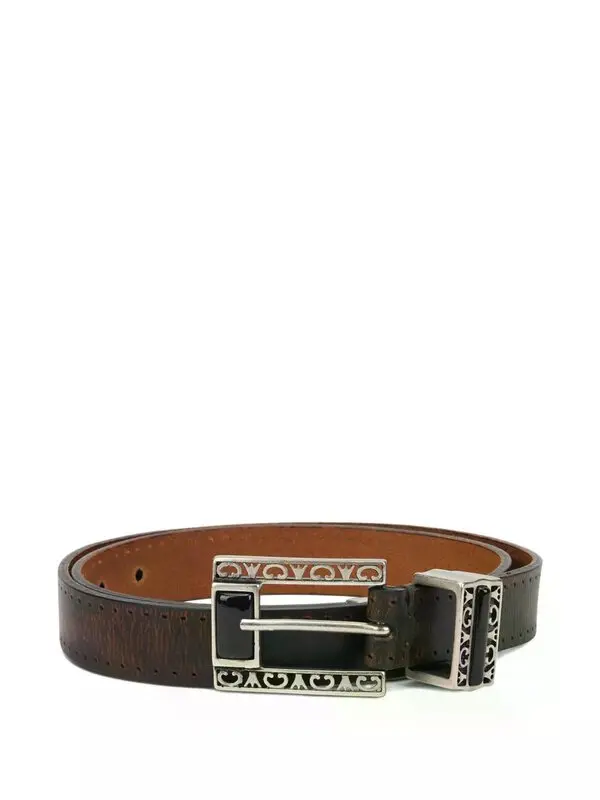 GOLDEN GOOSE Decorated-buckle Leather Belt - Brown