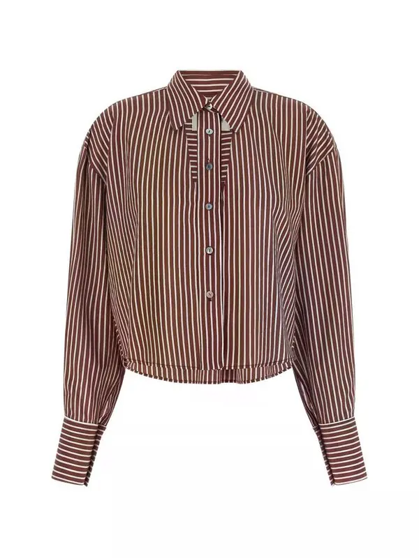 LE TWINS Luna Striped Cotton-striped Shirt - Brown