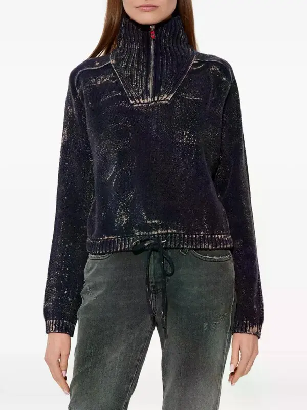 DIESEL® Distressed Half-zip Jumper
