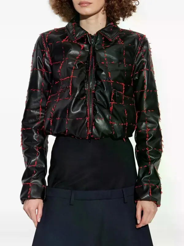 DIESEL® Quilted Grid-stitched Cropped Jacket