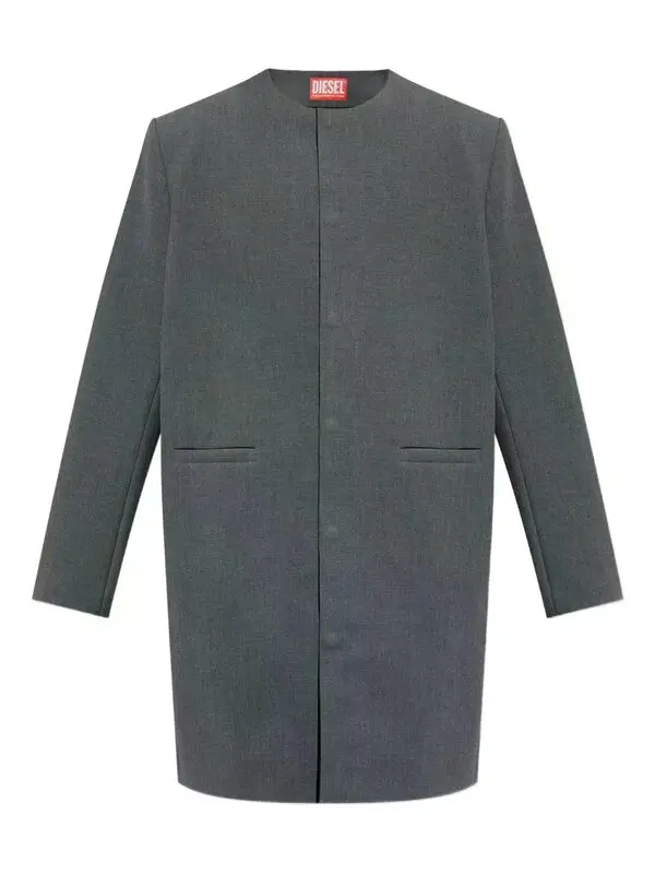 DIESEL® Single-breasted Collarless Overcoat