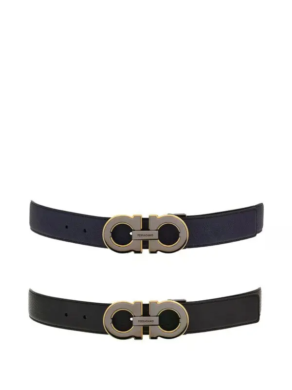 FERRAGAMO Reversible Gancini Buckle Belt - Black
