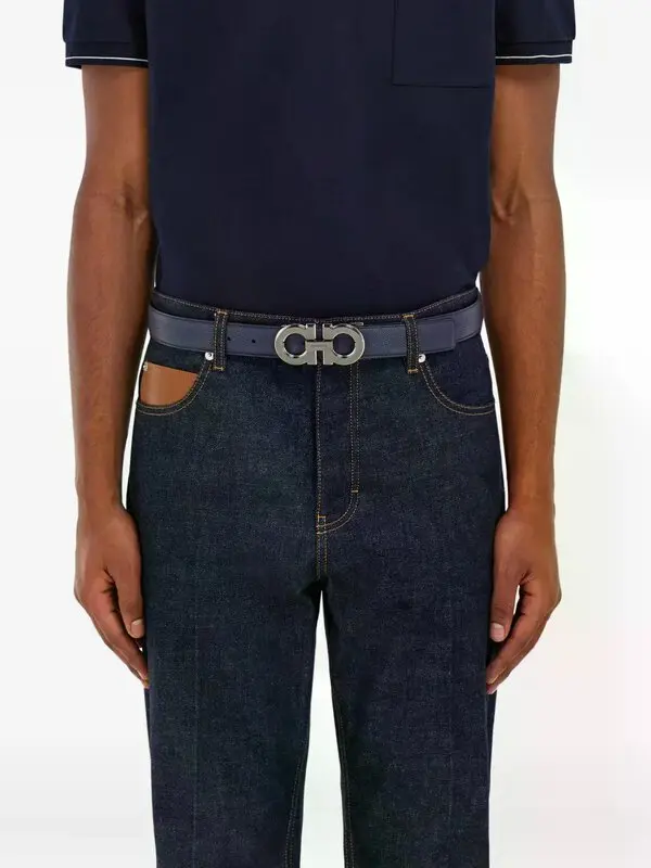 FERRAGAMO Reversible Gancini Buckle Belt - Black