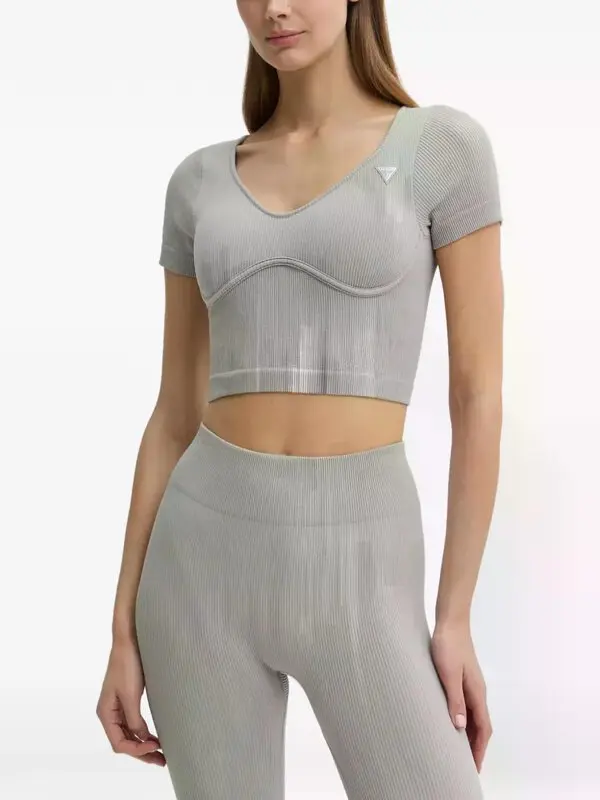 Guess Martina Ribbed Cropped Top - Grey