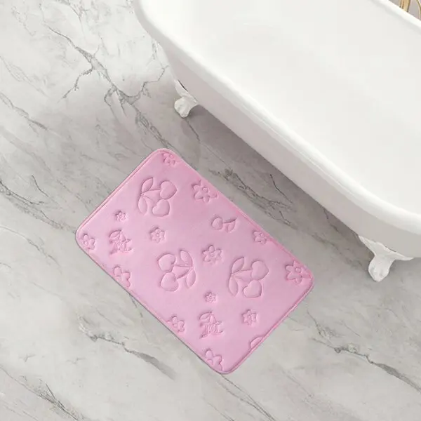 Juicy Couture Quilted Memory Foam Bath Mat - Cherry Bling Pink