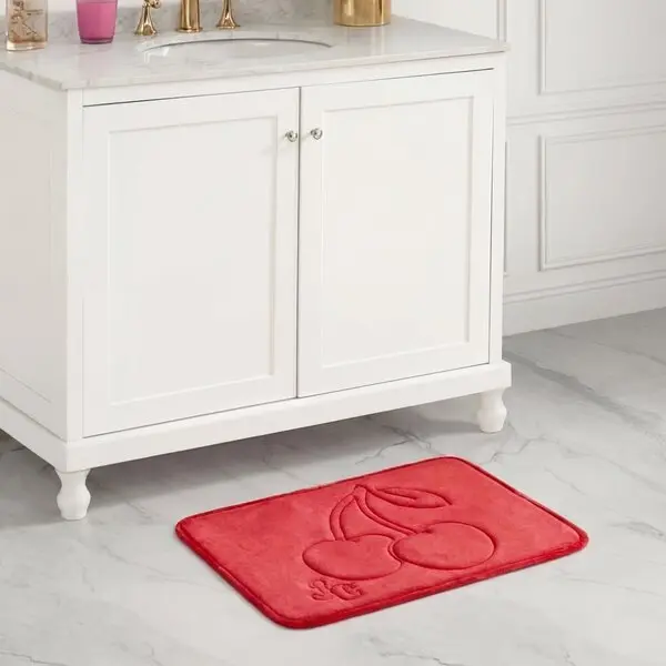 Juicy Couture Quilted Memory Foam Bath Mat - Cherry Red