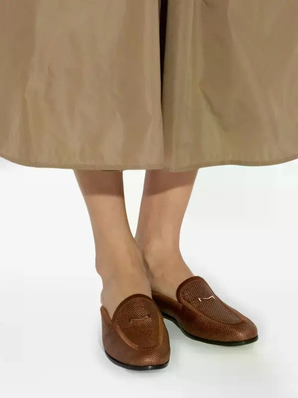Max Mara Woven Metal-detail Slip-on Sneakers - Brown