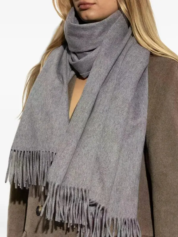 Max Mara Fringed Cashmere Scarf - Grey