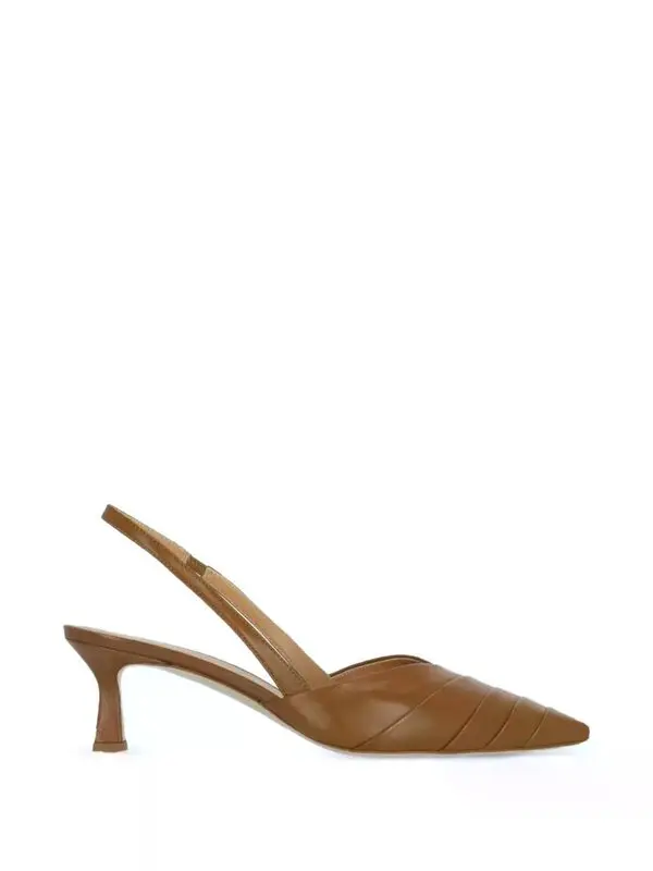 JULIE DEE Panelled Leather Slingback Pumps - Brown