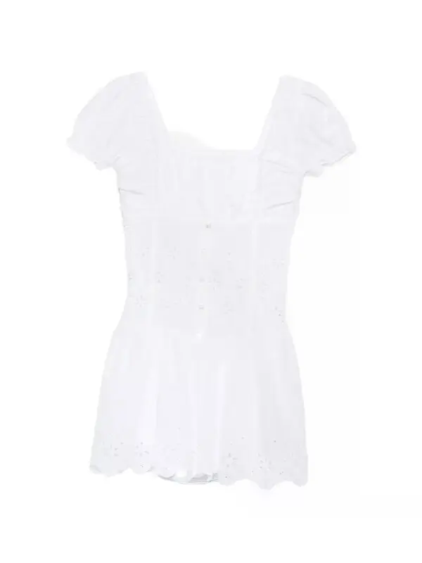 Frankies Bikinis Lucien Broderie-anglaise Puff-sleeve Mini Dress - White