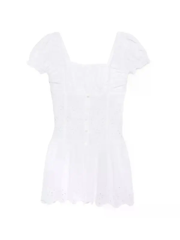 Frankies Bikinis Lucien Broderie-anglaise Puff-sleeve Mini Dress - White