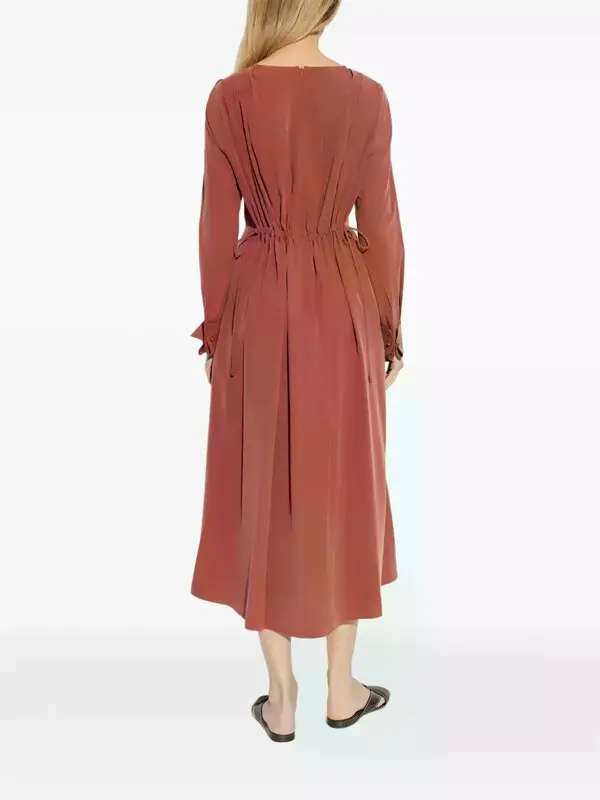 Max Mara V-neck Tie Midi Dress - Brown