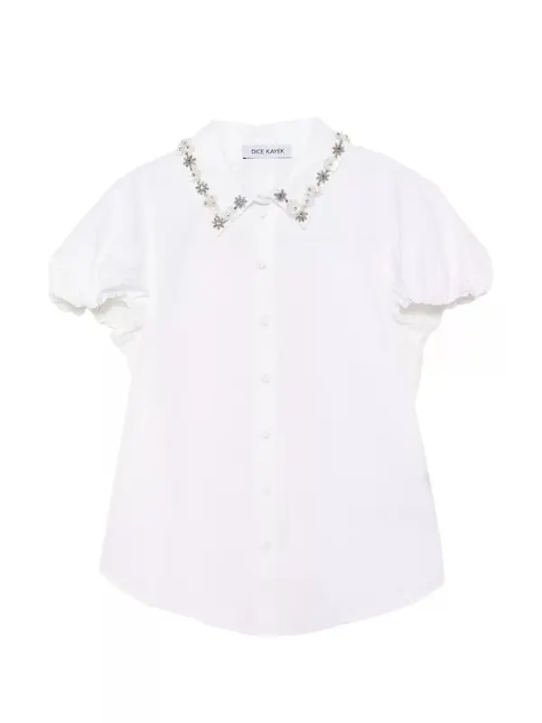 Dice Kayek Crystal-embellished Puff-sleeve Blouse - White