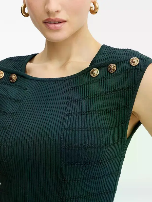 Guess Button Ribbed Top - Green