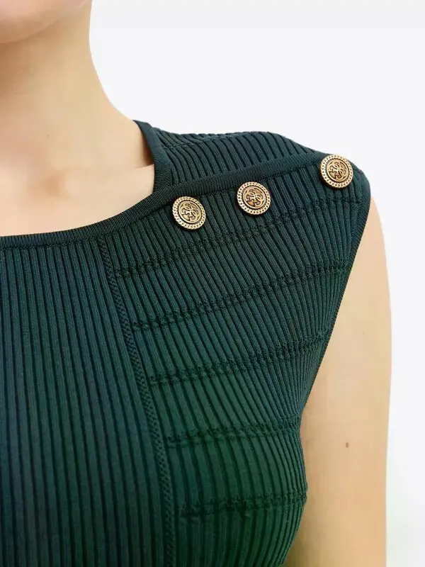 Guess Button Ribbed Top - Green