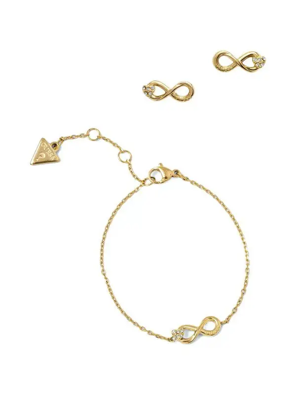 Guess Love Bites Crystal-embellished Necklace And Earrings Set - Gold