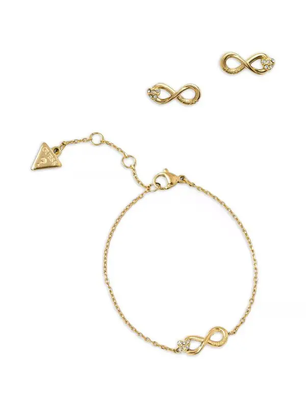 Guess Love Bites Crystal-embellished Necklace And Earrings Set - Gold
