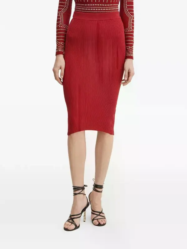 Guess Katelyn Ribbed-knit Pencil Skirt - Red