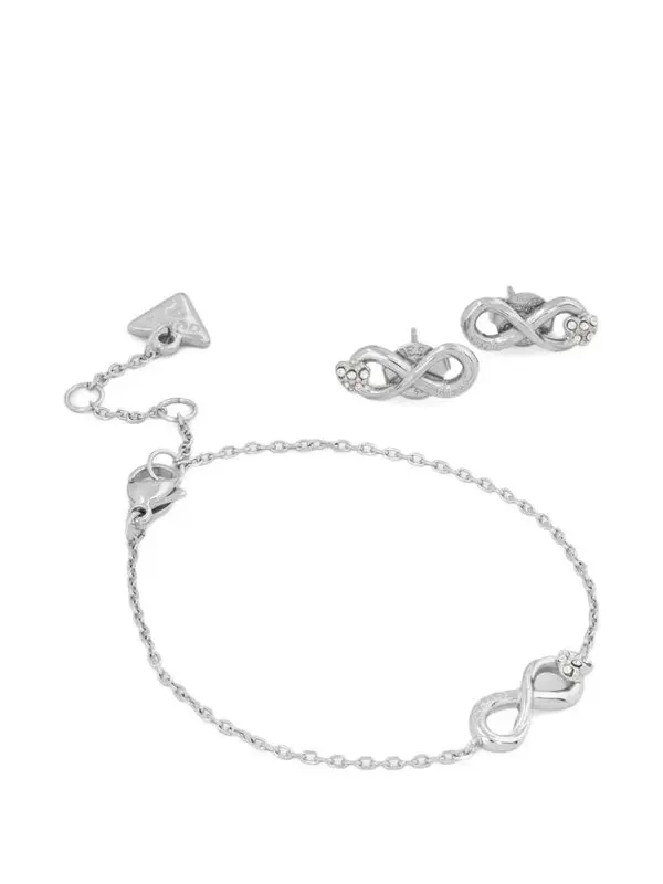 Guess Love Bites Infinity-motif Crystal-embellished Jewellery Set - Silver