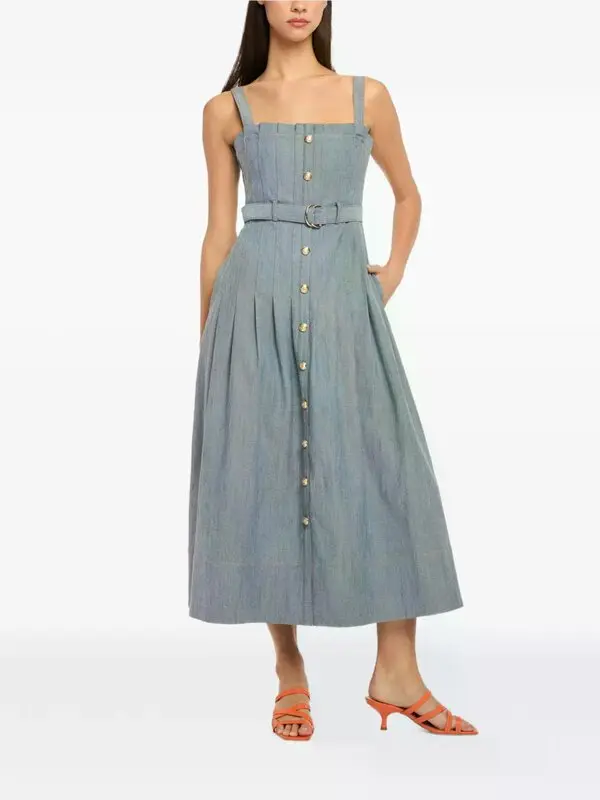 Cinq À Sept Button Belted Midi Dress